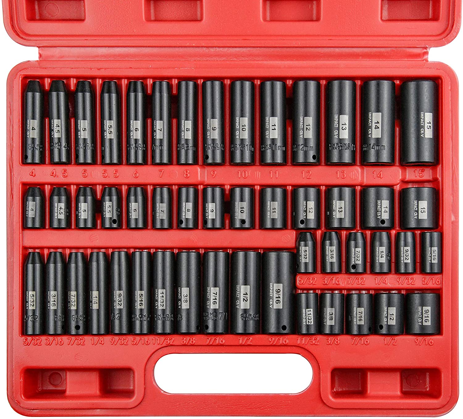 YIYITOOLS 50 Piece 1 4 Inch Drive Deep And Shallow Impact Socket Set